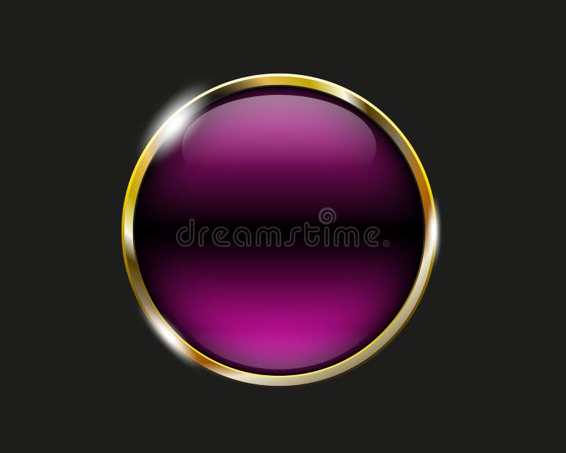 Purple Shiny Button with Metallic Elements, Vector Design Stock Vector ...
