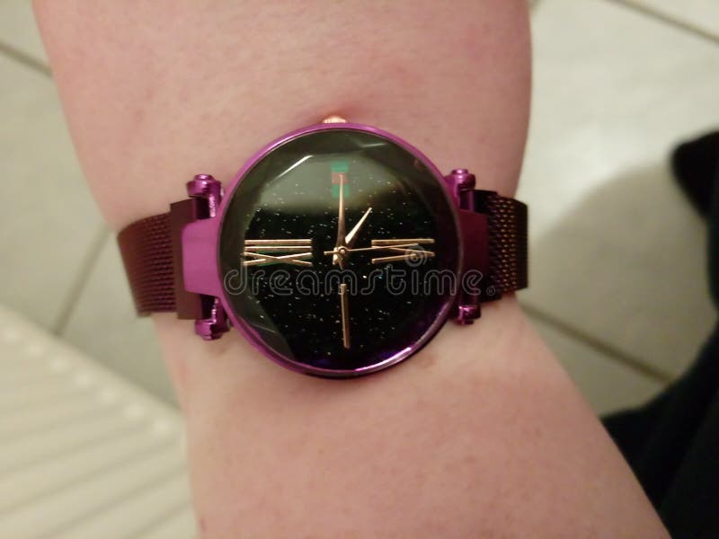 Purple shiny watch stock photo. Image of watch, shiny - 148557694