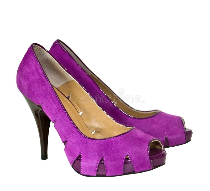 Purple Shoes Isolated on White Stock Photo - Image of elegance ...