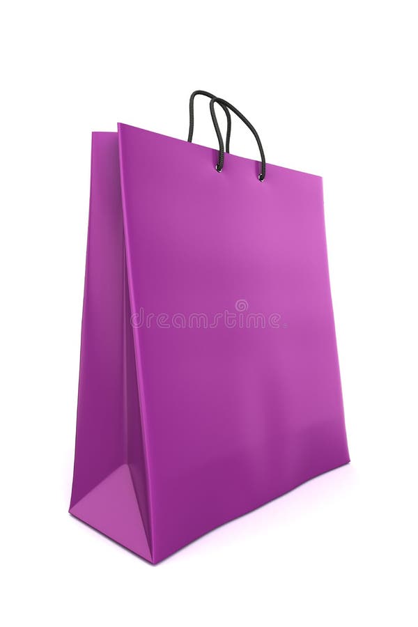3d Purple Shopping Bag Isolated.3d Rendering Stock Illustration ...