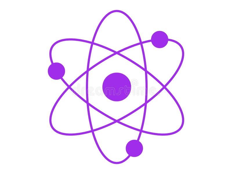 Purple Silhouette of an Atom with Orbiting Electrons Isolated on a ...