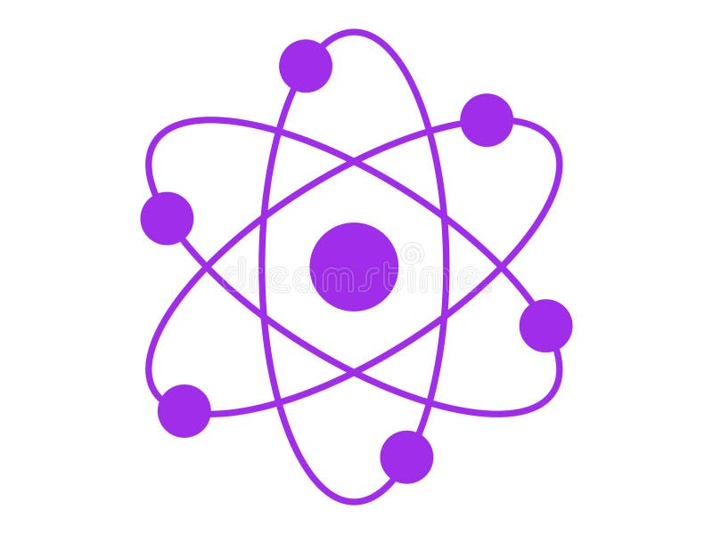 Purple Silhouette of an Atom with Orbiting Electrons Isolated on a ...