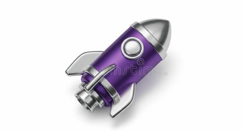 Purple and Silver Rocket Ship 3D Render Stock Illustration ...