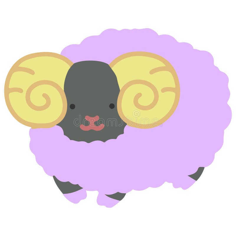 Purple and Simple Flat Colored Sheep Stock Vector - Illustration of ...