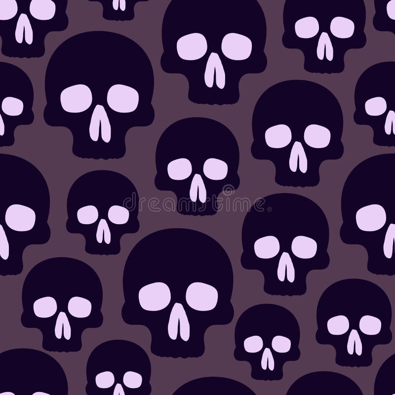 Dark Purple Skull Heads Seamless Repeat Design Stock Vector ...