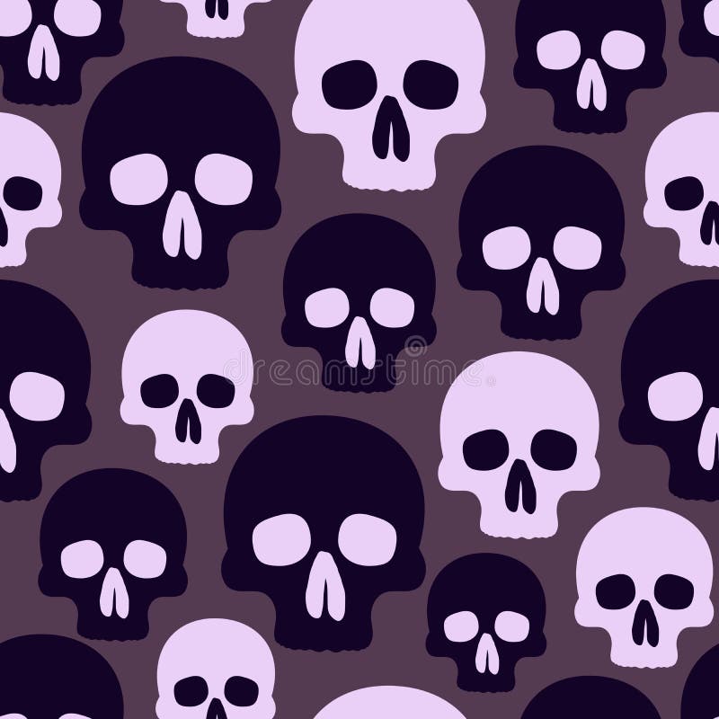 Dark and Light Purple Skull Heads Seamless Repeat Design Stock Vector ...