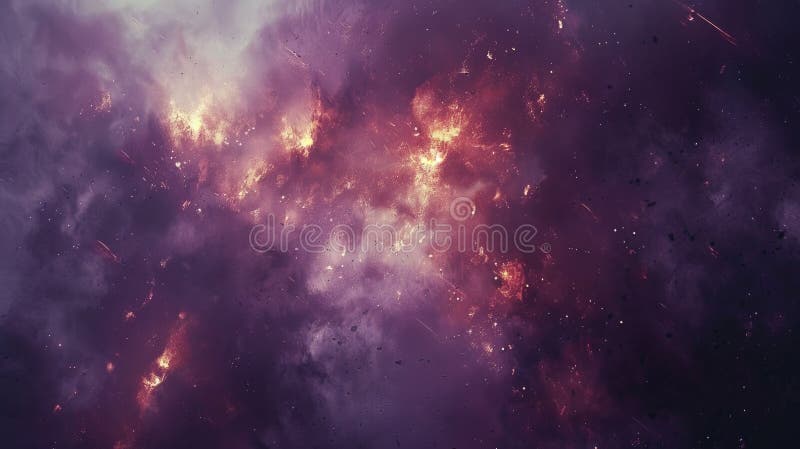 A Purple Sky with a Lot of Fire and Stars Stock Illustration ...