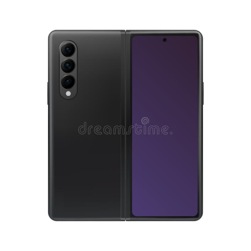 Purple Smartphone Mockup with Three Cameras Stock Vector - Illustration ...