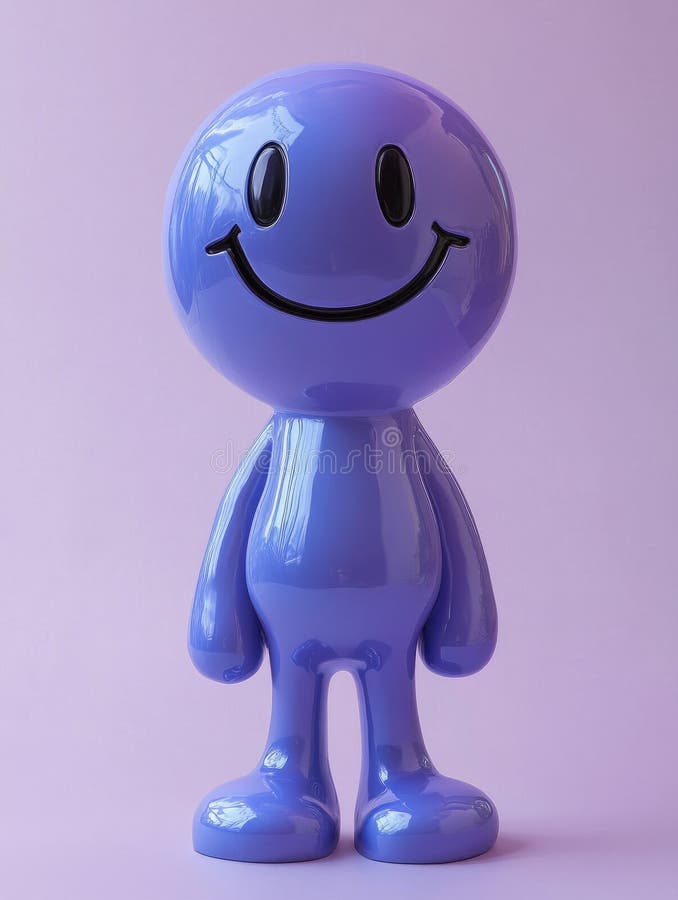 Purple Smiley Figurine Against a Pastel Background. Stock Photo - Image ...