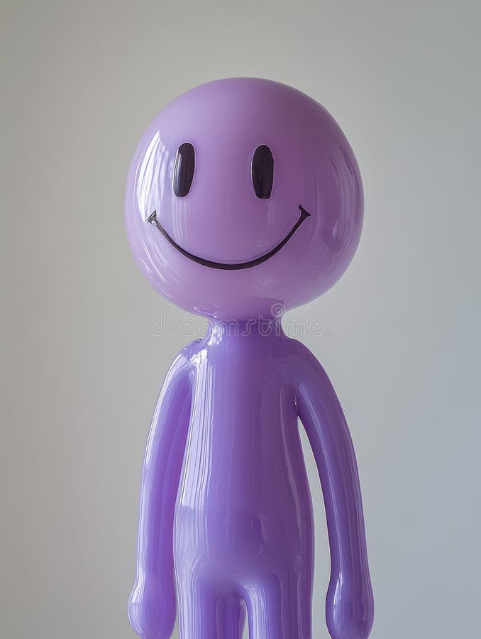 Purple Smiley Figurine Sculpture with a Glossy Finish. Stock Photo ...