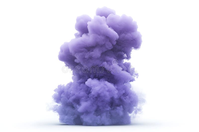 Purple Smoke Plume Abstract Shape, Ethereal Cloud of Ink on White ...