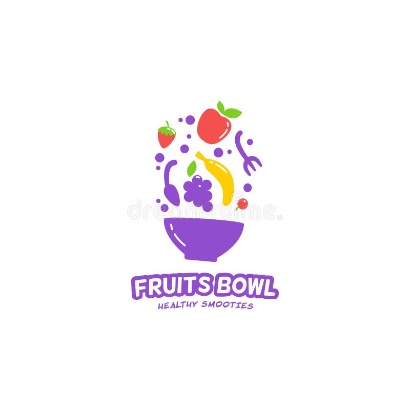 Purple Smoothies Fruits Bowl Logo Stock Vector - Illustration of drink ...