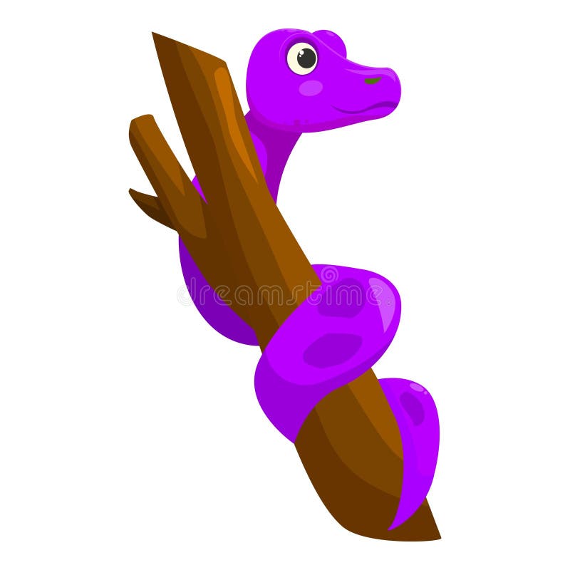 Purple Snake Climbing on a Tree Branch Stock Vector - Illustration of ...