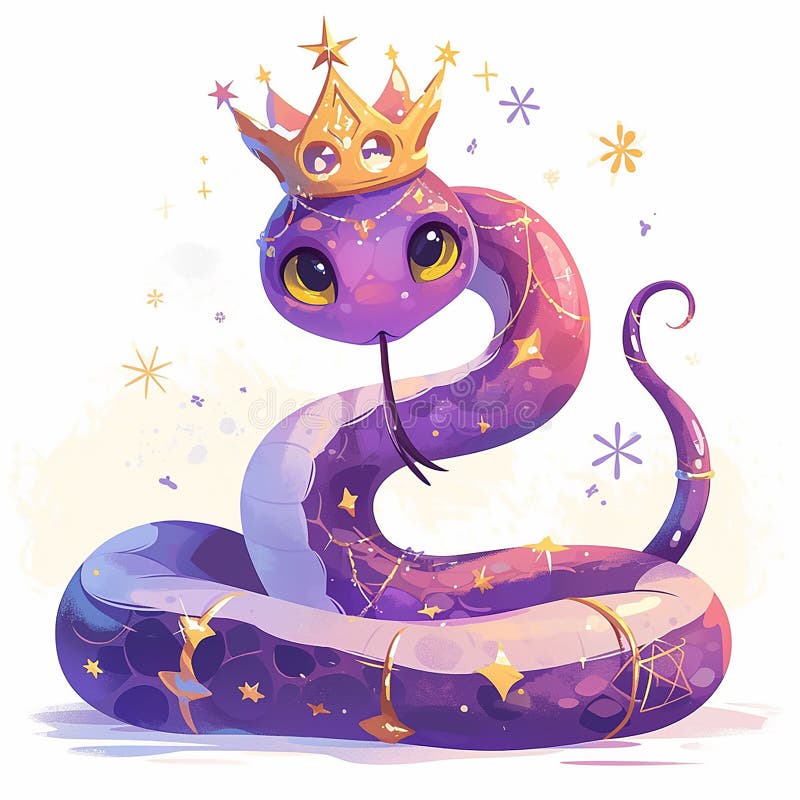 2025 a Purple Snake with a Crown on Its Head. the Snake is Sitting on a ...