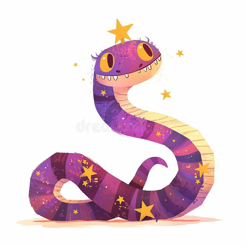 A Purple Snake with Stars on Its Head and Tail. the Snake is Smiling ...