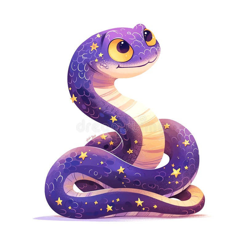 A Purple Snake with Stars on it. the Snake is Smiling and Has a Star on ...