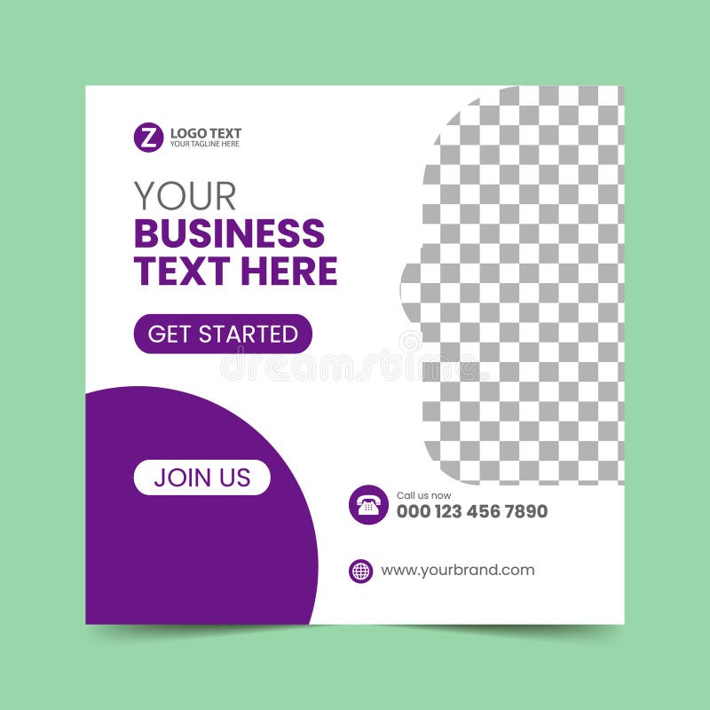 Purple Social Media Post Design Template Stock Vector - Illustration of ...