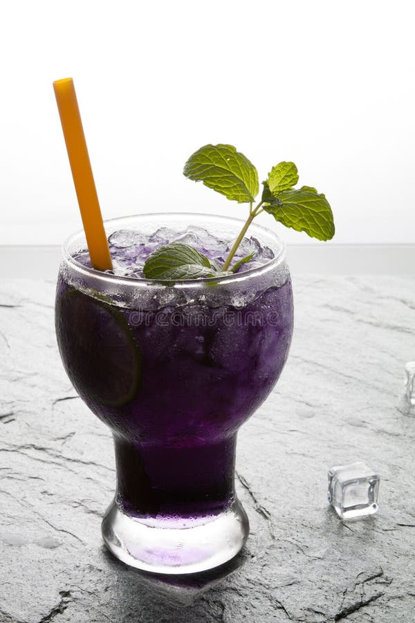 Purple Soda Lime Drink with Lime Stock Image - Image of cool, glass ...