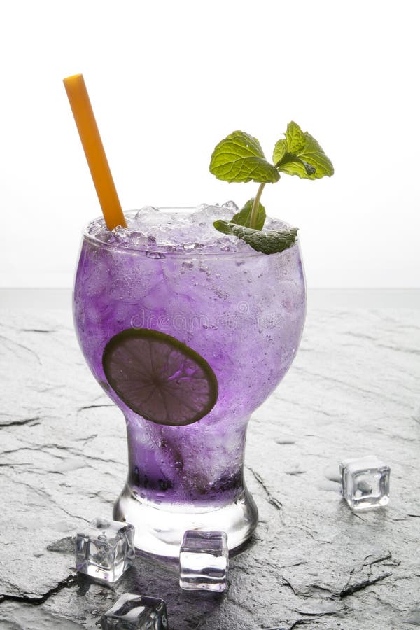 Purple Soda Lime Drink with Lime Stock Image - Image of drink, fresh ...