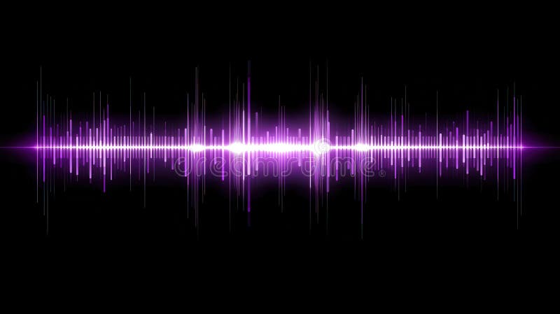 Purple Sound Wave Visualizer on Black Background Dynamic Audio ...