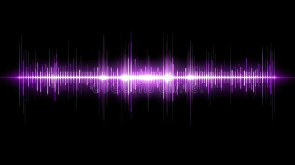Purple Sound Wave Visualizer on Black Background Dynamic Audio ...