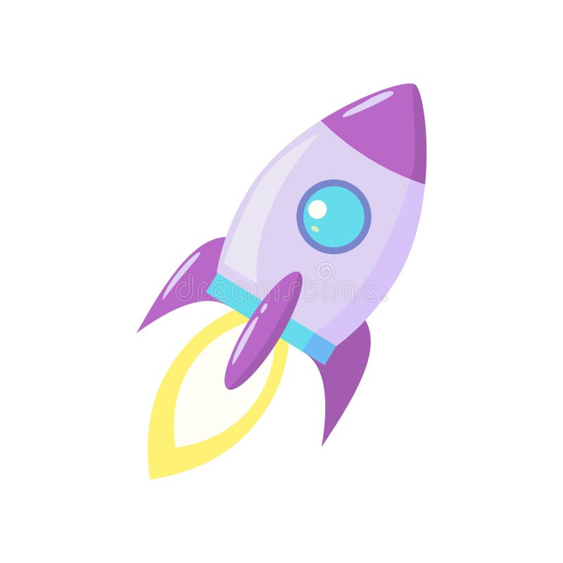 Purple Space Rocket Cartoon Isolated Illustration on White Background ...