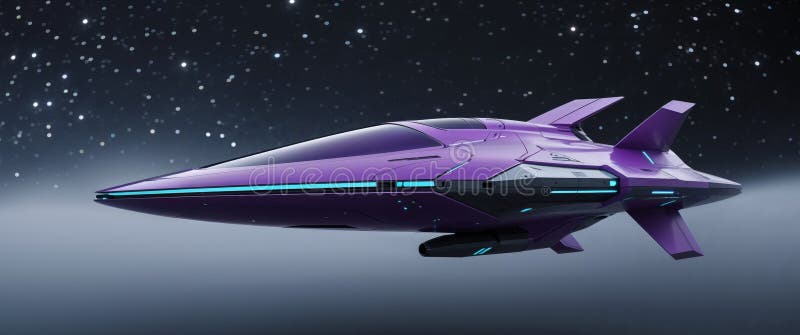 Purple Spaceship Futuristic Flight Space Travel Advanced Technology ...