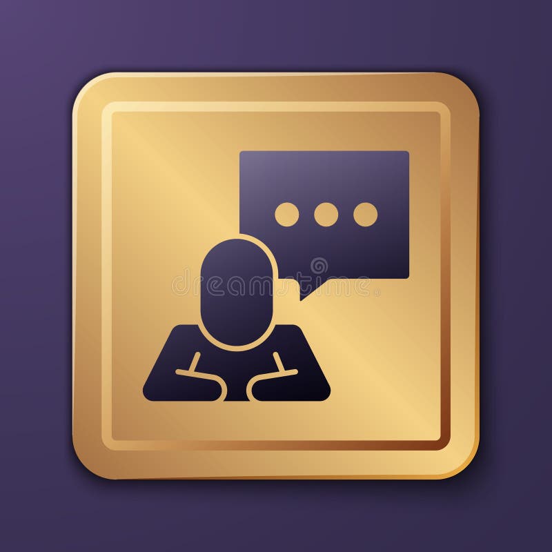 Purple Speech Bubble Chat Icon Isolated on Purple Background. Message ...