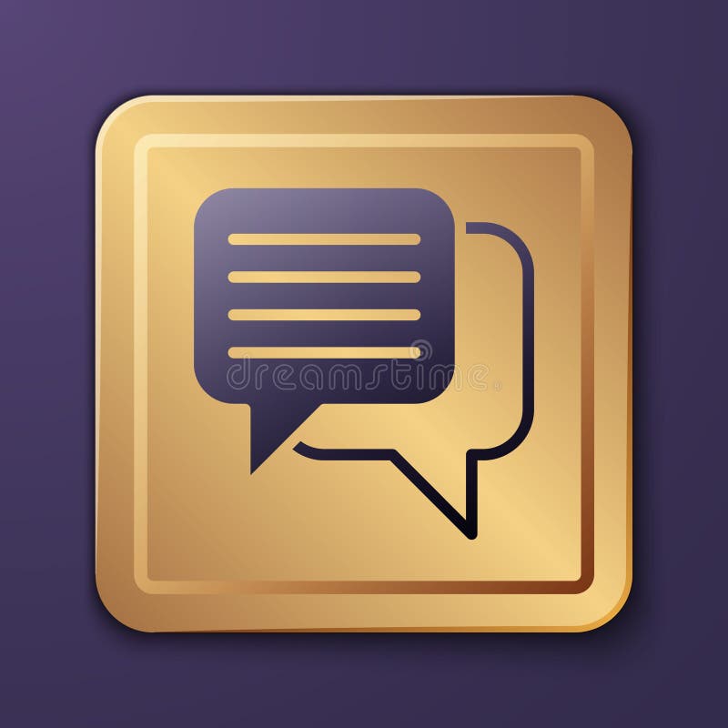 Purple Speech Bubble Chat Icon Isolated on Purple Background. Message ...