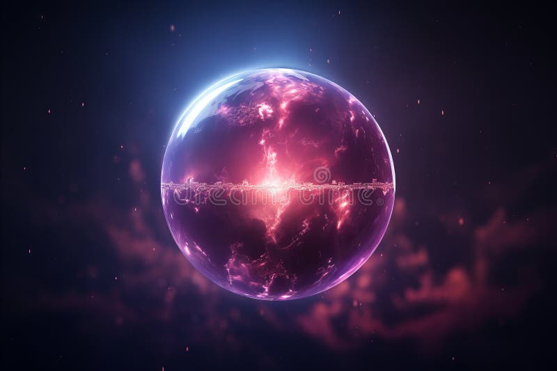 A Purple Sphere with a Glowing Light in the Center Stock Illustration ...