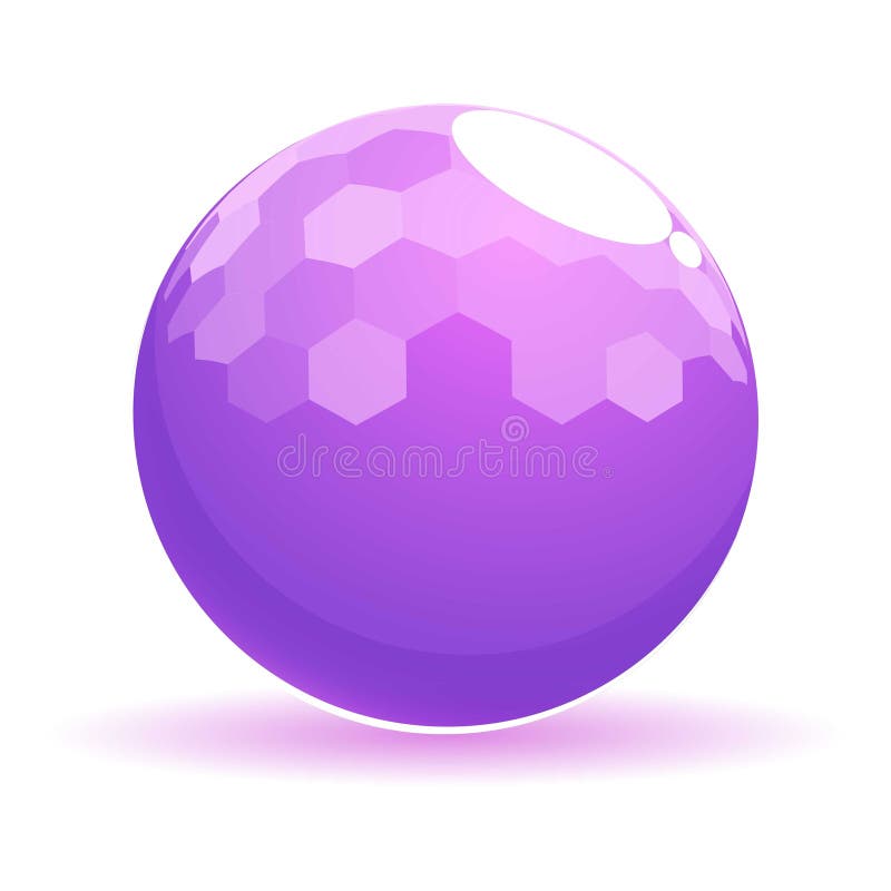 Purple Sphere with Honeycomb Pattern Casting Shadow on White Background ...
