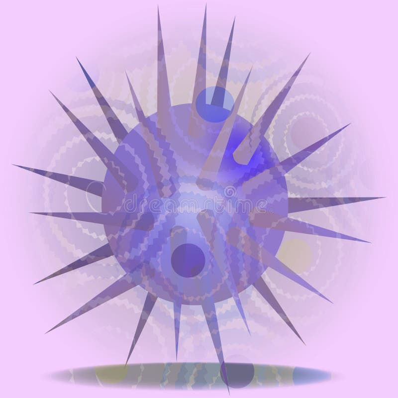 Purple Spiked Ball on a Blurred Background Overlapping with Spirale ...