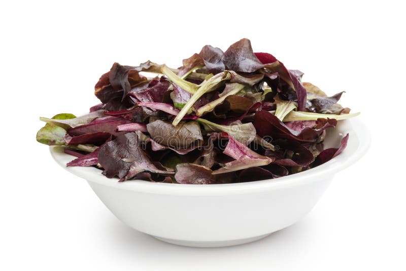 Purple Spinach Leaves in Bowl Stock Photo - Image of isolated, healthy ...