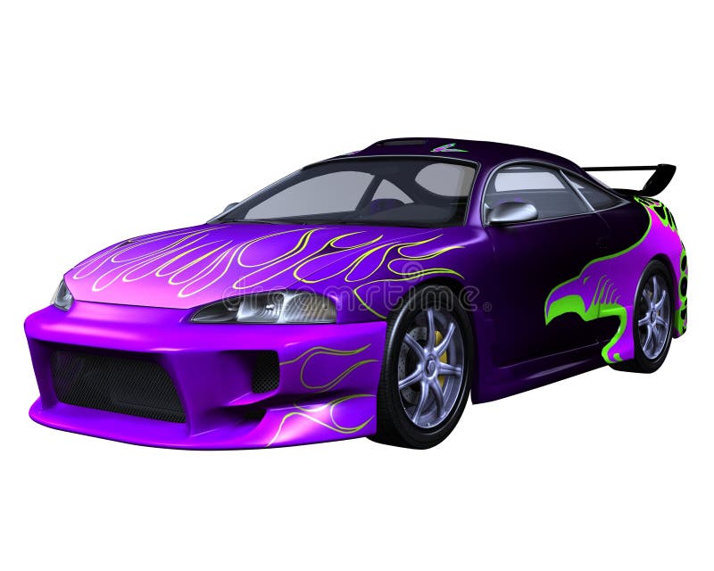 Purple Sports Car stock illustration. Image of render - 5569423