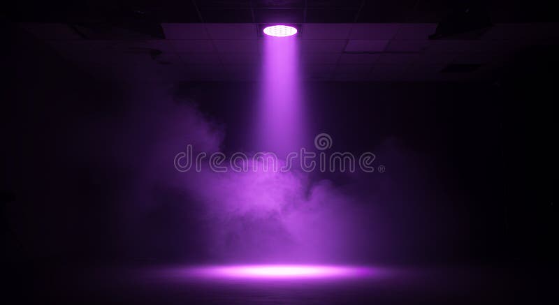 Purple Spotlight Beam on Stage with Smoke Effect - Dramatic Lighting ...