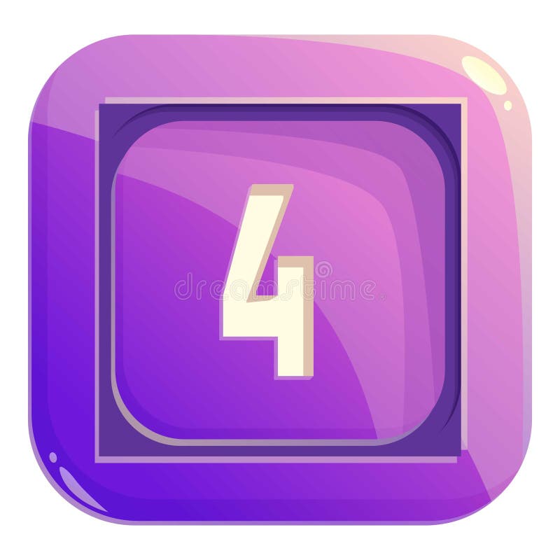 Purple Square Button Showing Number Four Stock Vector - Illustration of ...