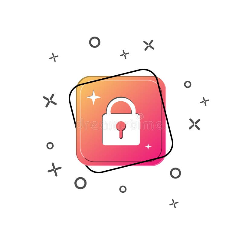 Closed Lock Icon. Purple Square Button. Flat Design Stock Vector ...