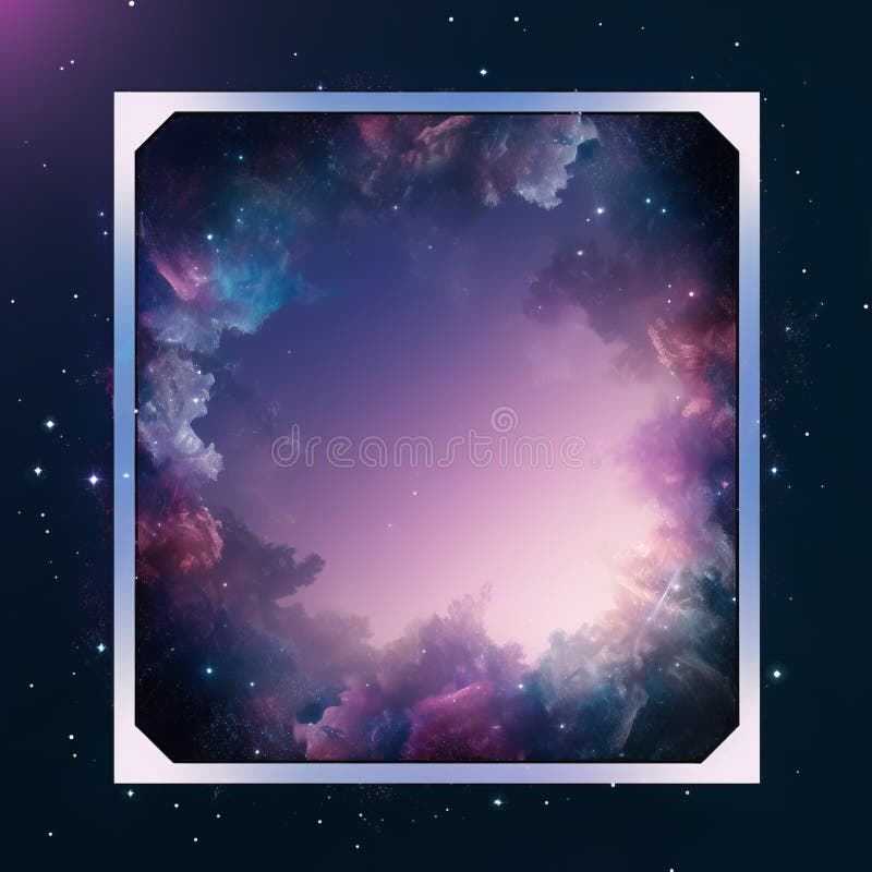 A Purple Square Frame with Stars in the Background Stock Illustration ...