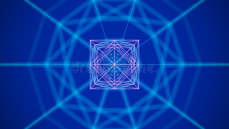 Purple Square Inside a Blue Spherical Grid. Connection Structure Lines ...