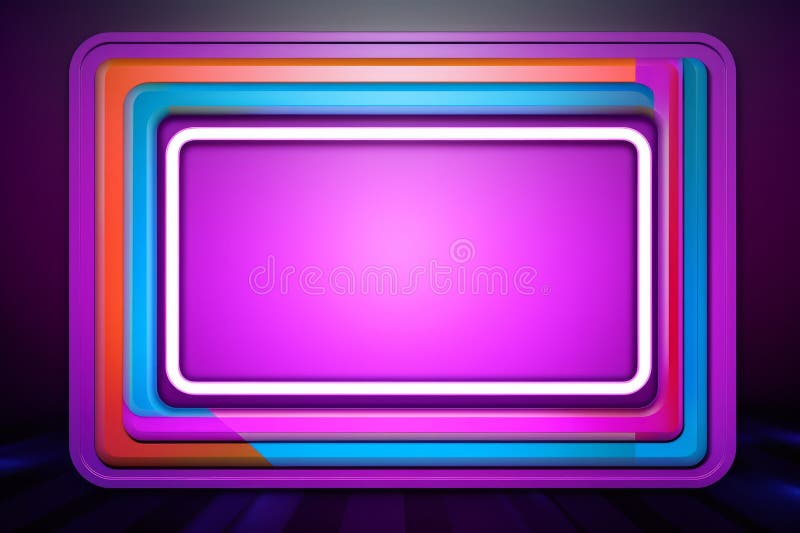 A Purple Square with Neon Lights on it Stock Illustration ...