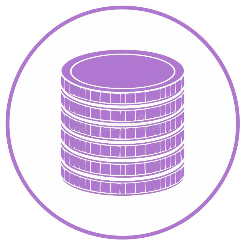 Purple Stack of Coins Icon Vector Illustration for Finance, Money, and Banking Concepts Stock ...
