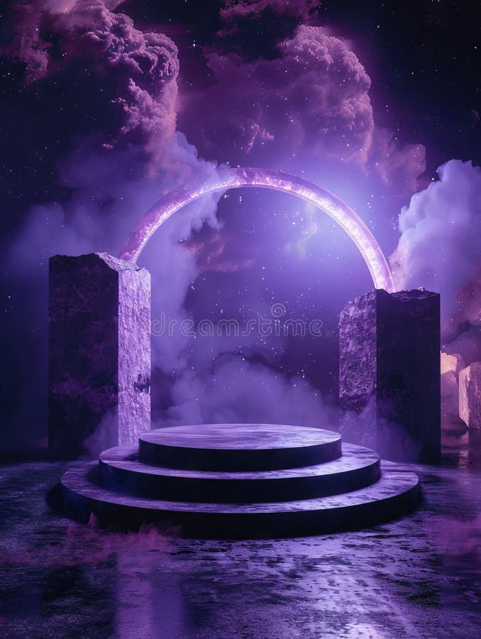 A Purple Stage with an Arch in the Middle Stock Image - Image of ...