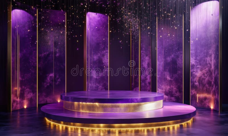 Purple Stage with Glowing Elements and Ethereal Atmosphere, Featuring ...
