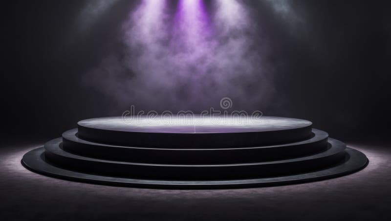 Purple Stage Lighting Dramatic Empty Podium Mystical Scene Circular ...