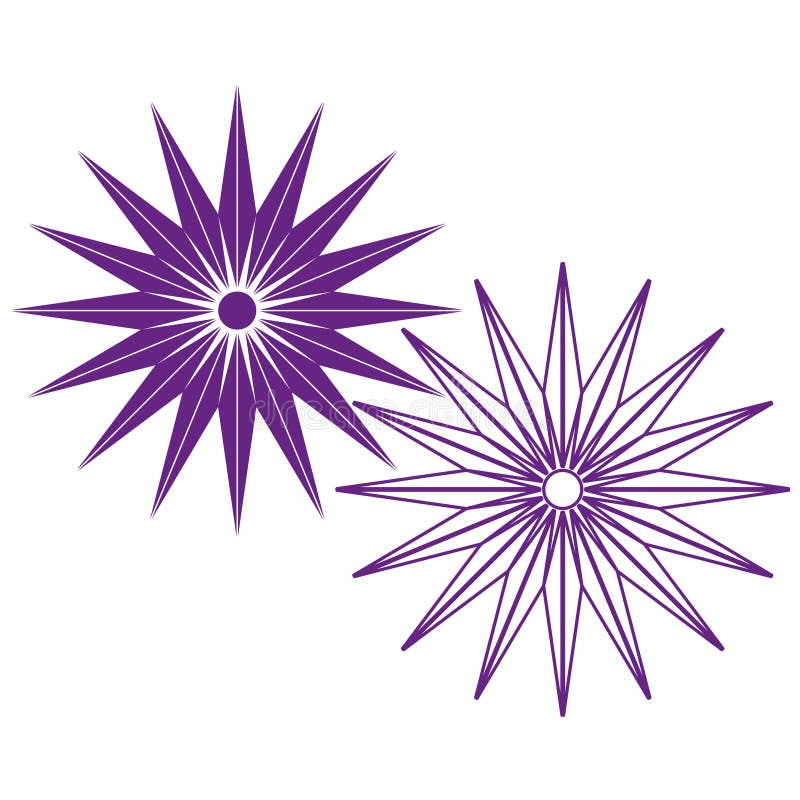Purple Star Pattern. Symmetrical Spiked Shapes. Abstract Sharp Elements ...
