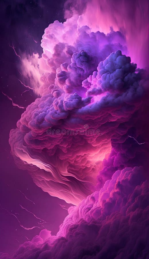 Purple Storm Clouds in the Night Sky. 3D Illustration Stock ...