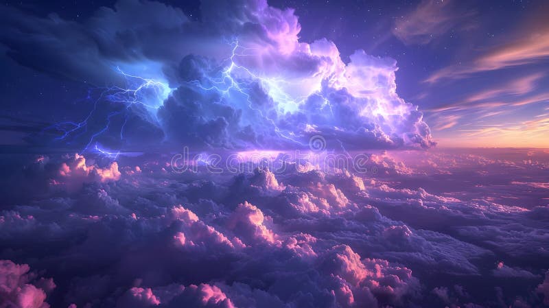 Purple Storm Cloudscape Illustration Stock Illustration - Illustration ...