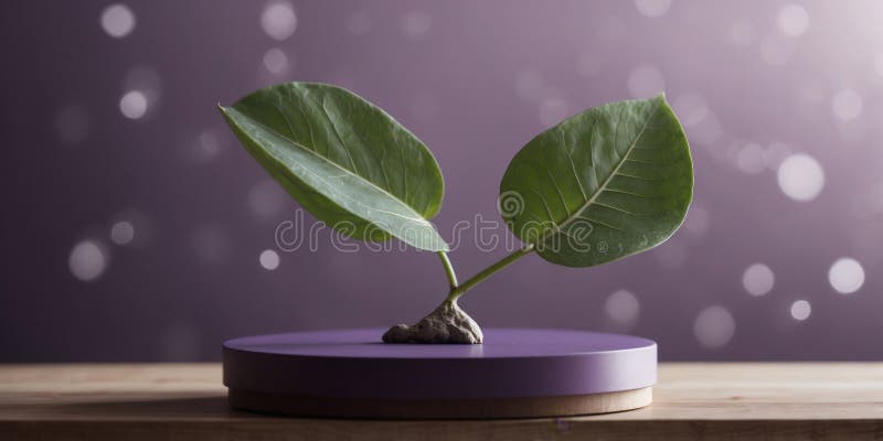 Purple Podium Product Stage with Spotlight and Golden Glitter ...