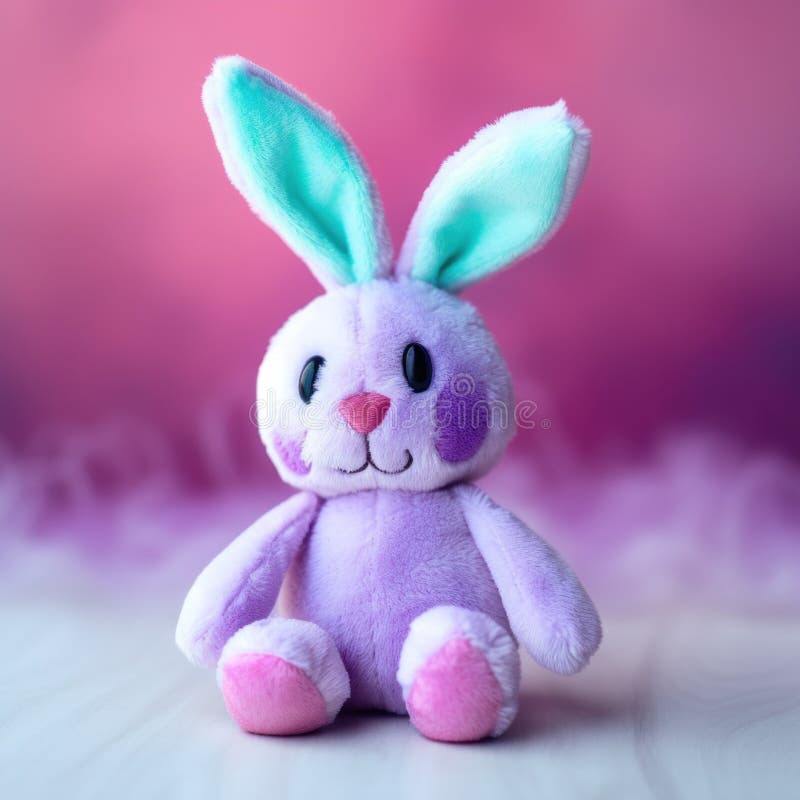 A Purple Stuffed Rabbit Sitting on Top of a White Table. Generative AI ...