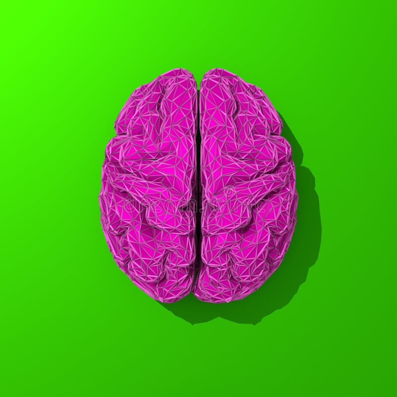 Purple Stylized Low Poly Brain Illustration Stock Illustration ...